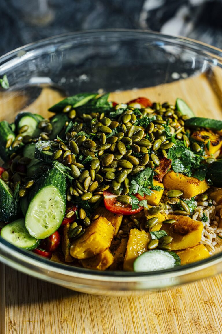 Roasted Pumpkin Barley Burrata Salad | linkinbio | Nik Sharma Cooks